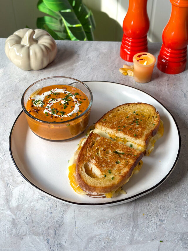 Easy Tomato Soup and Grilled Cheese Sandwich (Creamy) - Maja's Recipes