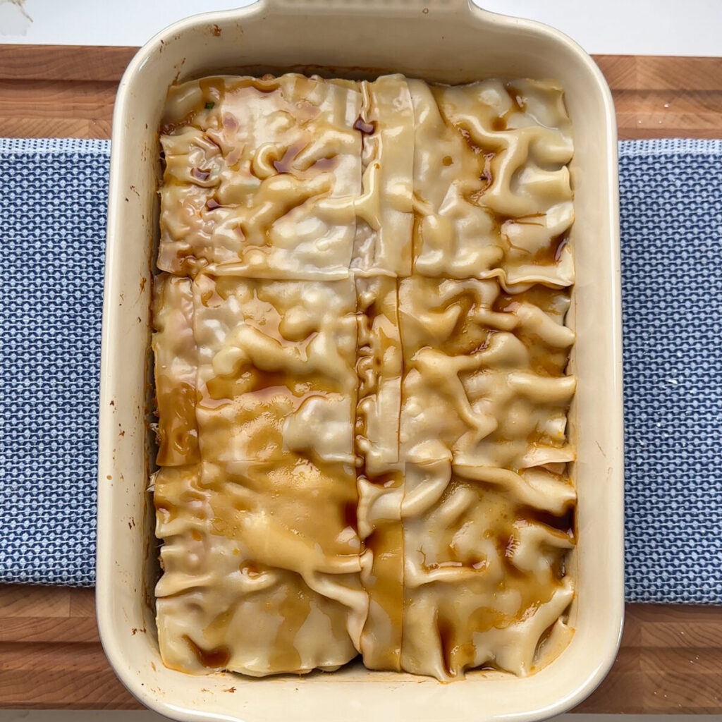 Easy Dumpling Lasagna (Viral Oven Recipe) with Pork - Maja's Recipes